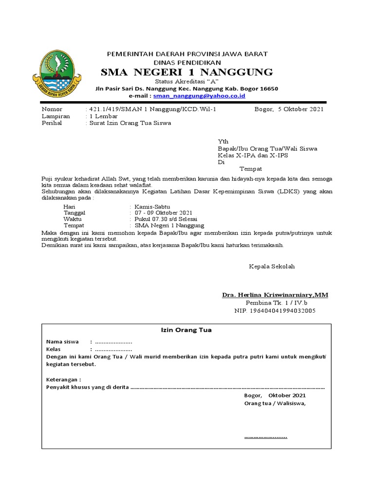 Surat Pemberitahuan LDKS | PDF