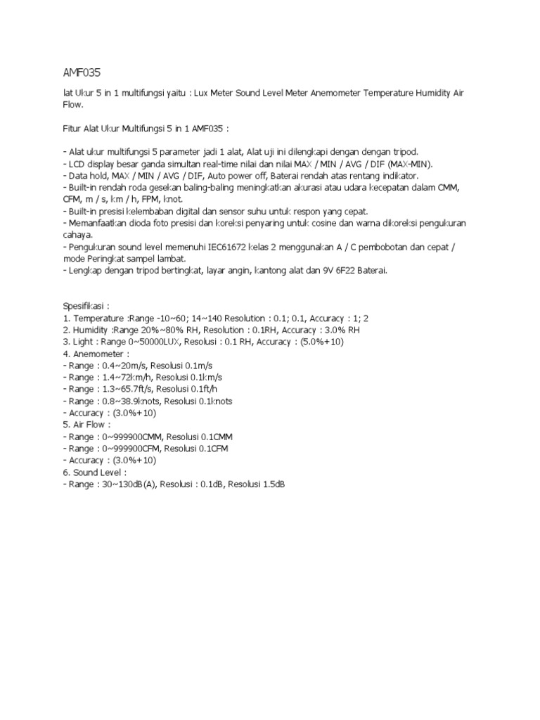 Alat Ukur Multifungsi 5 in 1 AMF035 | PDF