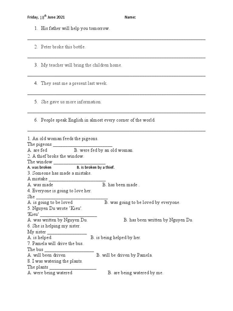 Peter Broke This Bottle.: Friday, June 2021 Name | PDF