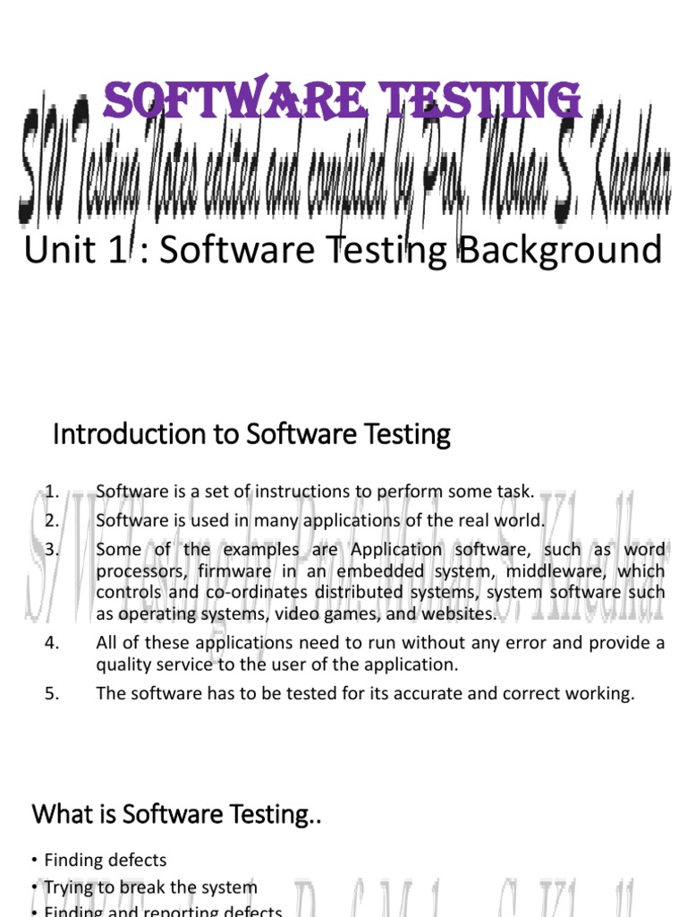Unit-I Software Testing Background-1 | PDF | Software Testing ...