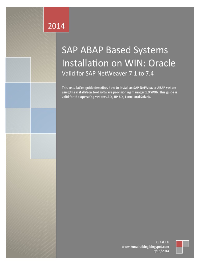 Install SAP ABAP Systems on Windows with Oracle Database | PDF | Oracle ...
