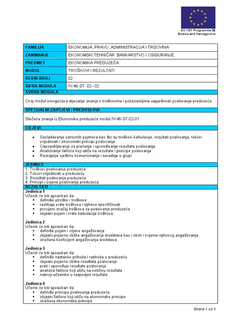 02 Troskovi I Rezultati | PDF