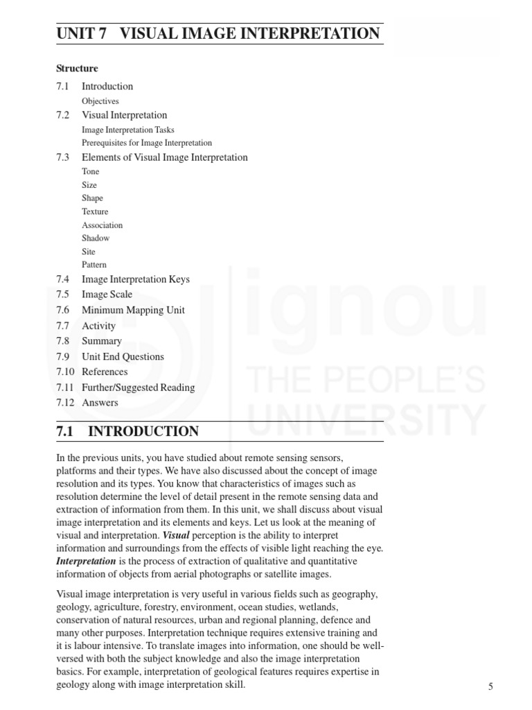Unit 7 Visual Image Interpretation: Structure | Download Free PDF ...