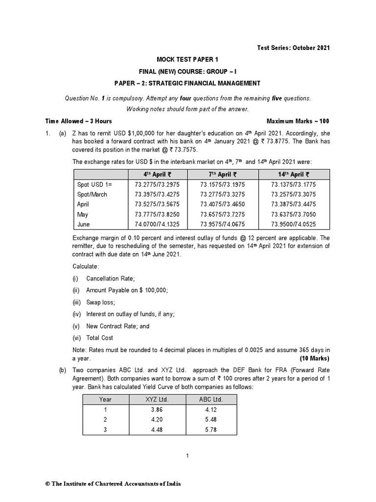 Question No. 1 Is Compulsory. Attempt Any Four Questions From The ...