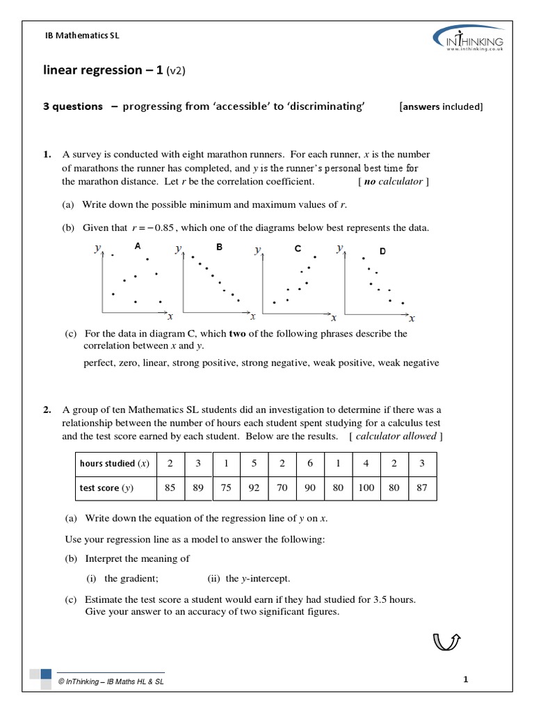 Linear Regression - 1: Answers Included) | PDF | Regression Analysis ...