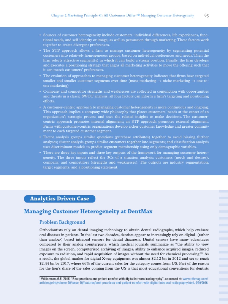 Analytics Driven Case: Managing Customer Heterogeneity at Dentmax | PDF ...