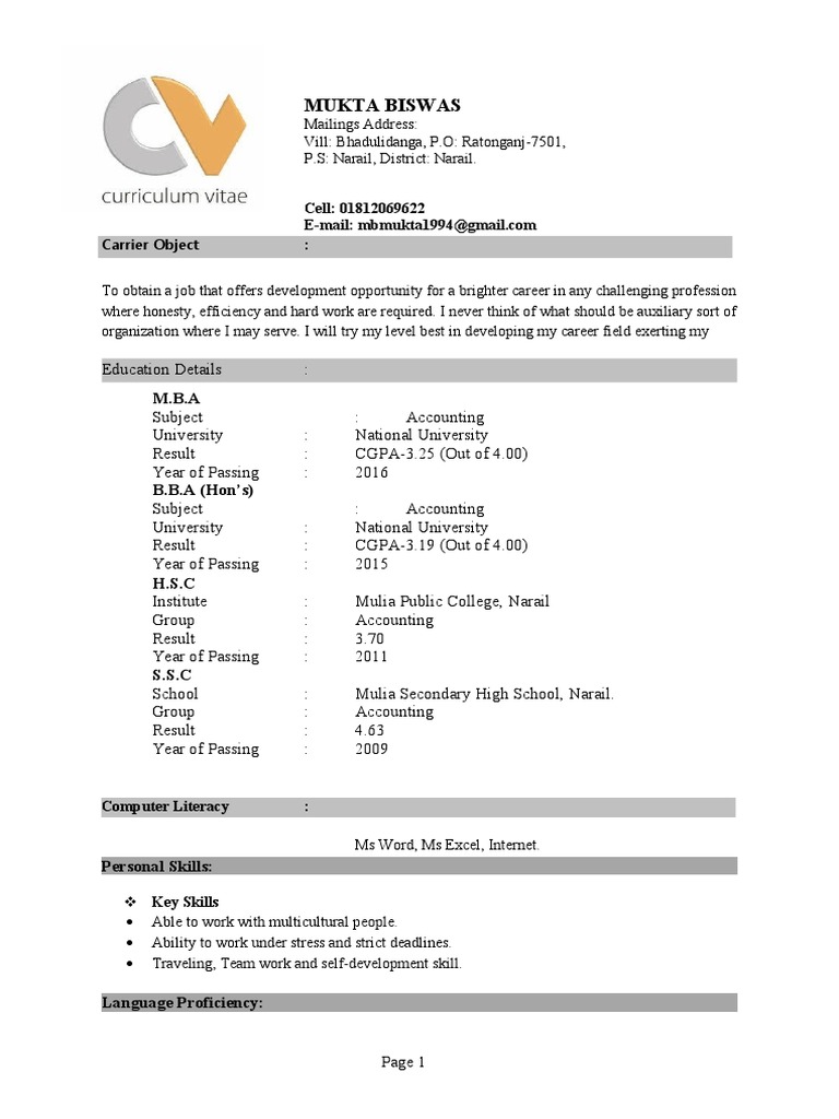 Mukta Biswas: Cell: 01812069622 Carrier Object | PDF | Human ...