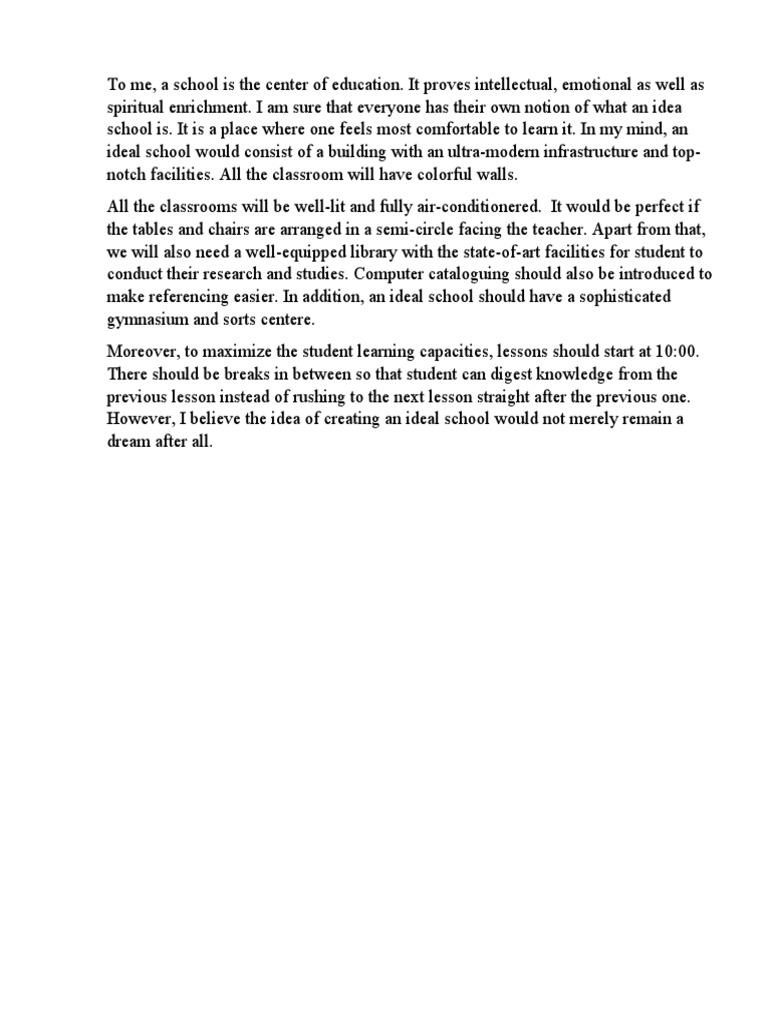 Essay About An Ideal School | PDF