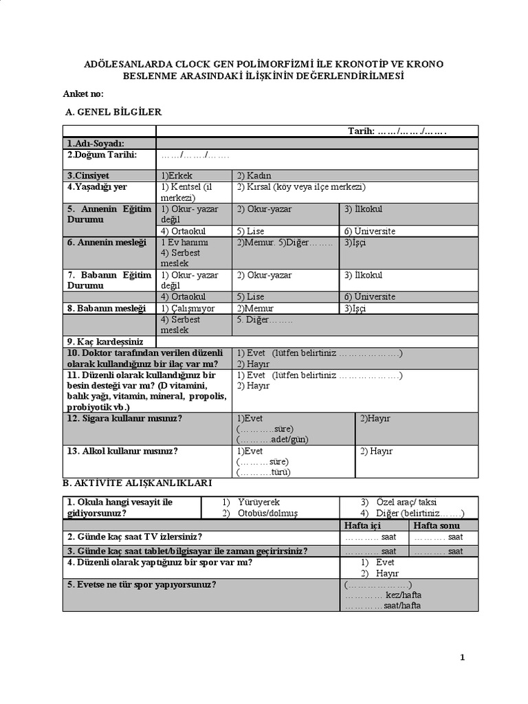 Anket Formu | PDF