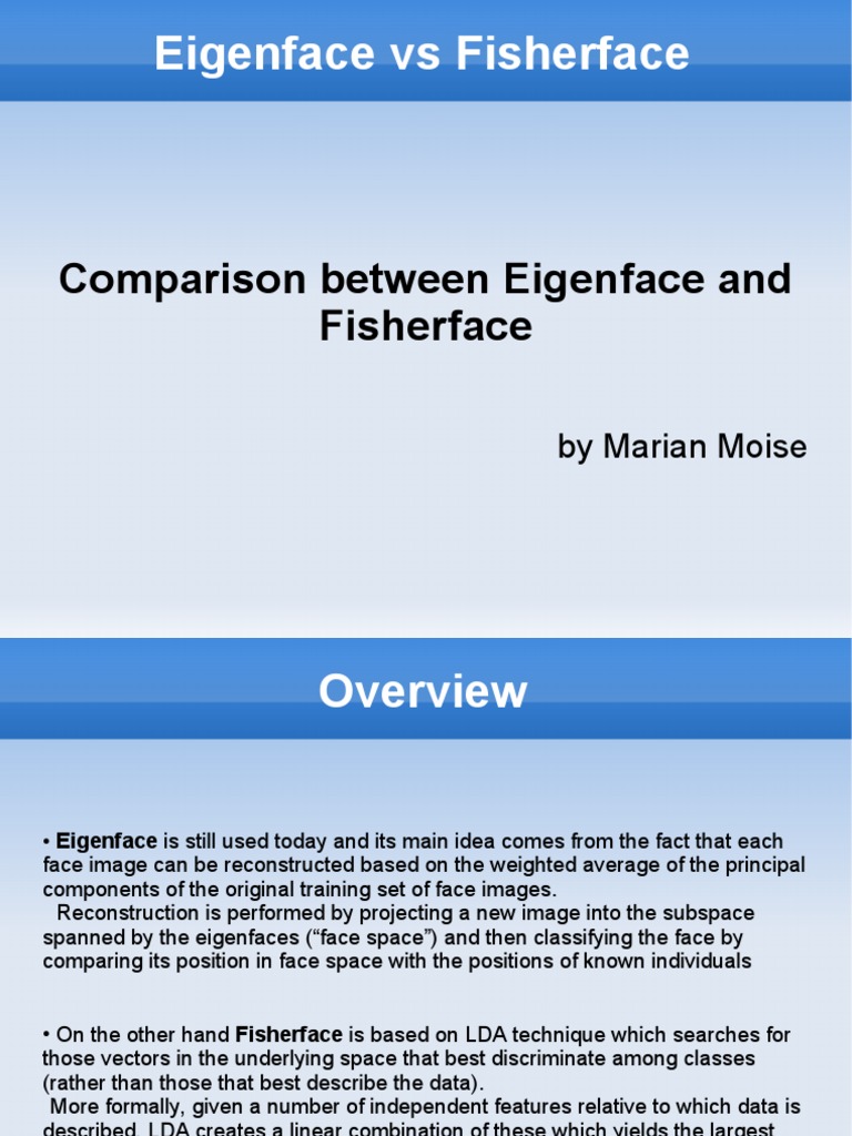 Eigenfaces Vs Fisher Faces Presentation | PDF | Eigenvalues And Eigenvectors | Principal ...