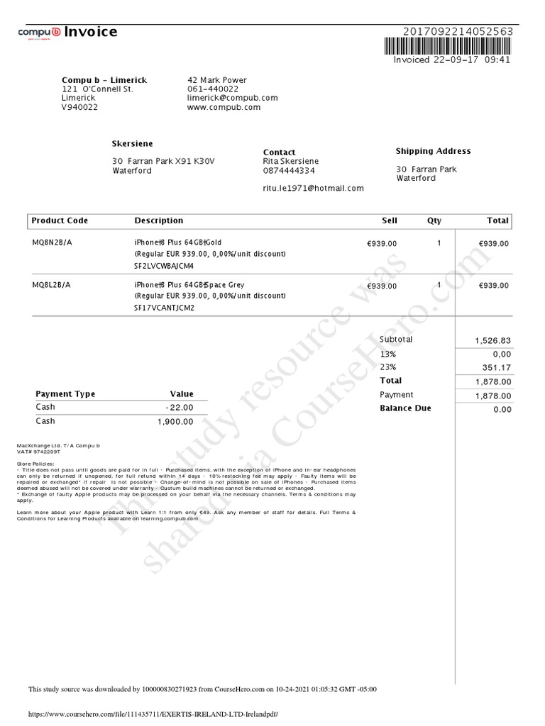 iPhone 8 Plus invoice | PDF | Apple Inc. | Mac Os