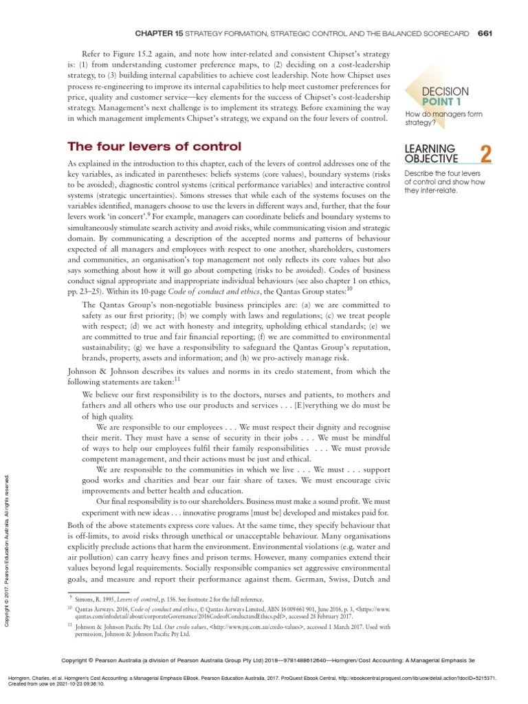 The Four Levers of Control: Decision | PDF | Risk | Value (Ethics)