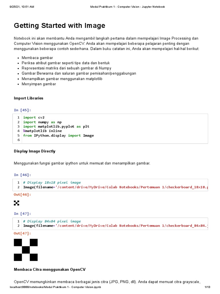 Modul Praktikum 1 - Computer Vision | PDF