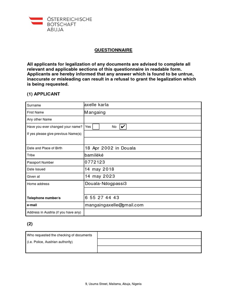 Questionnaire Verification Remplicable | PDF | Birth Certificate ...