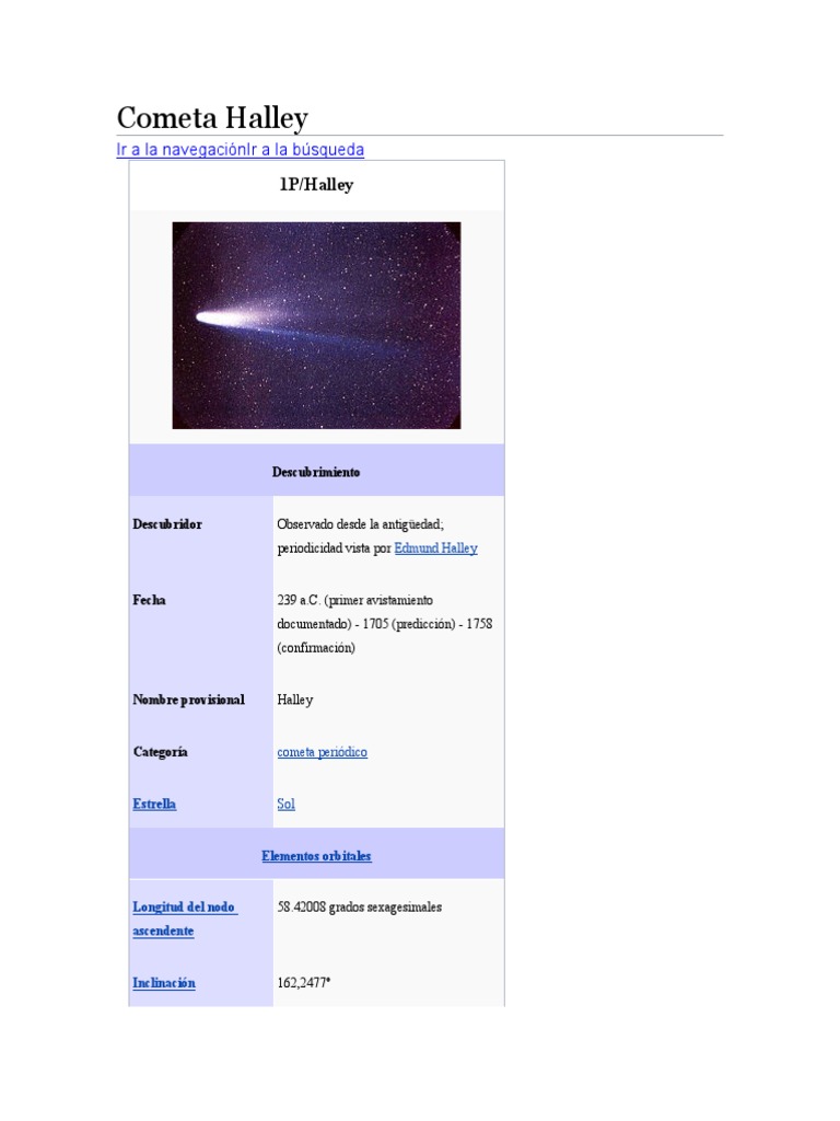 Cometa Halley | PDF | Astronomía estelar | Vuelo espacial