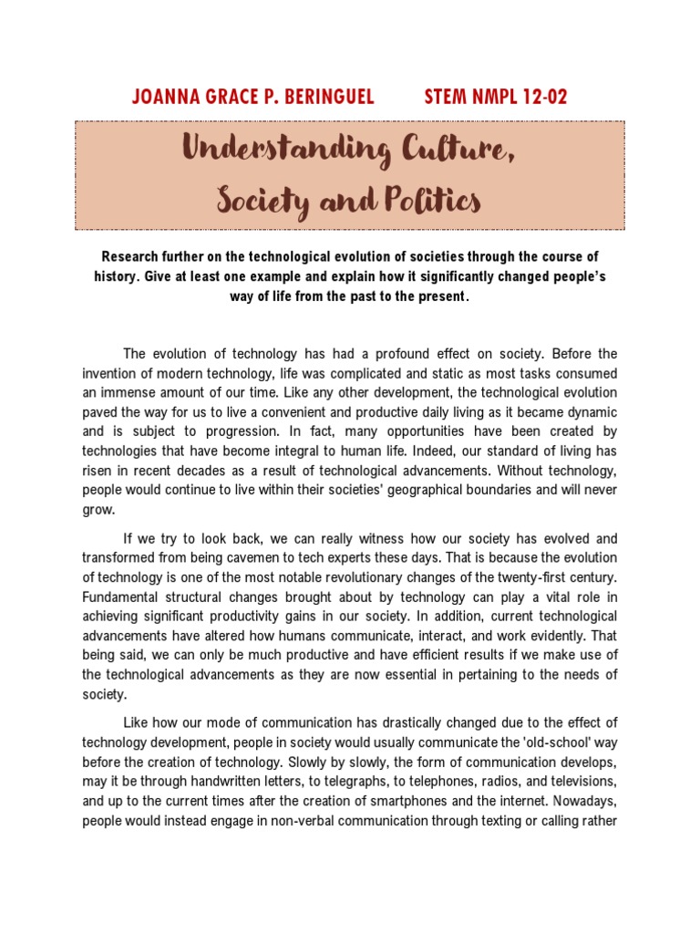 BERINGUEL - Activity 4 Culture - STEM NMPL 12-2 | PDF | Transport | Society