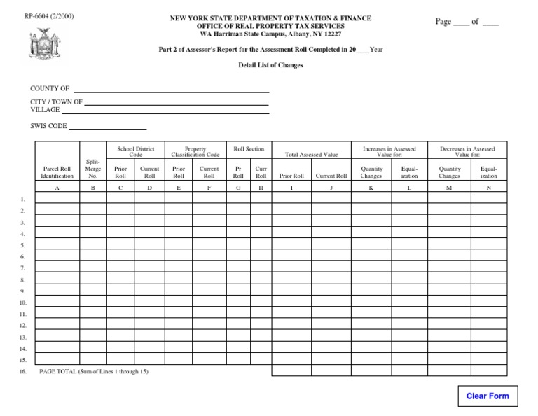 Page - of - : Clear Form | PDF