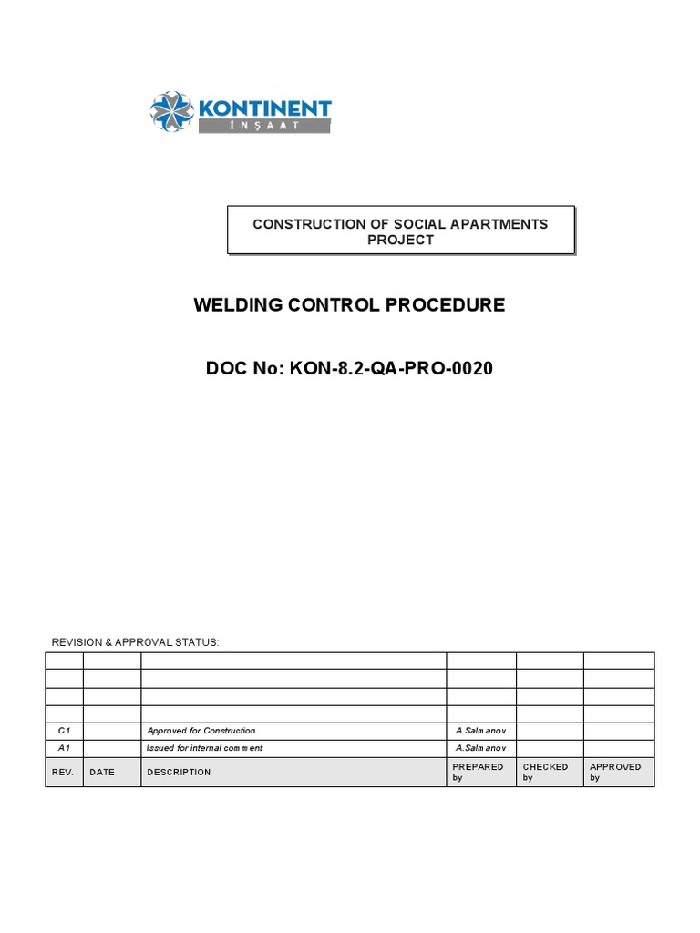 KON 8.2 QA PRO 0020 C1 Welding Control Procedure | PDF | Construction ...