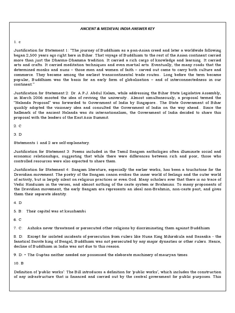 Ancient & Medieval India Answer Key | PDF | Tantra