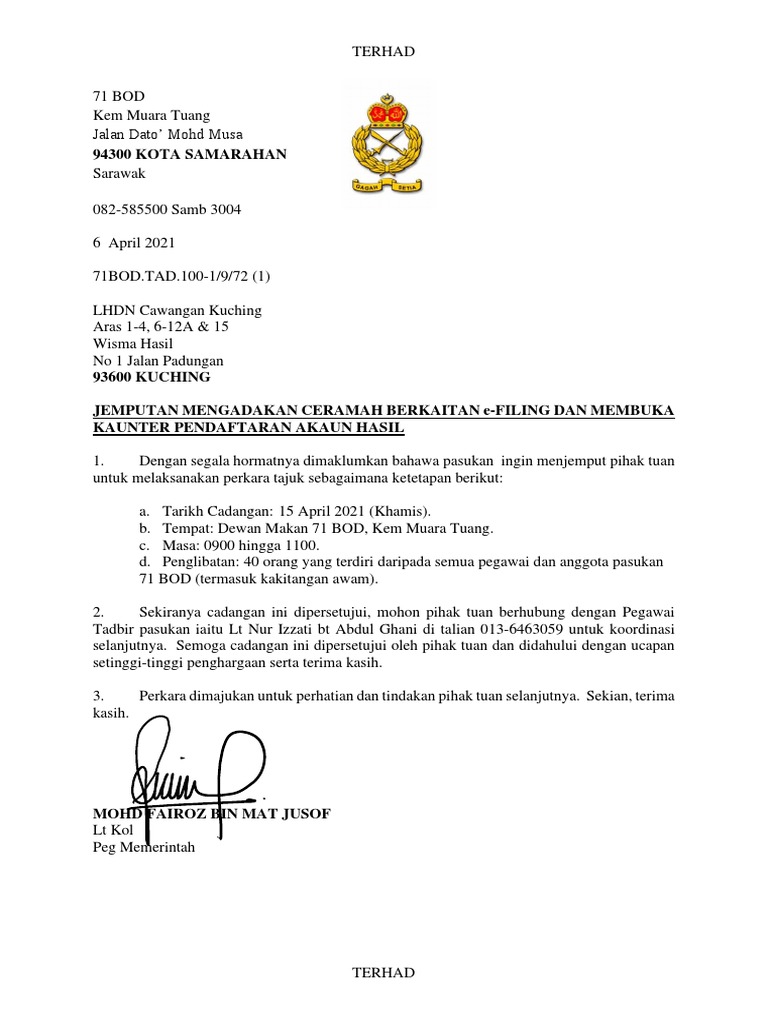 Surat Pada LHDN | PDF