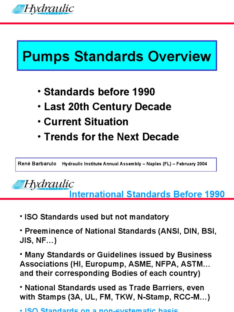 Pumps Standards Overview | PDF | Pump | International Organization For ...