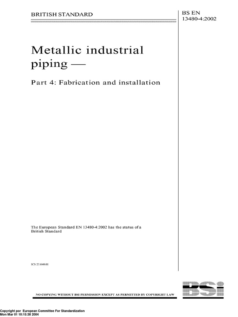 BS en 13480 4 2002 | PDF | Freedom Of Expression Law | Intellectual Works