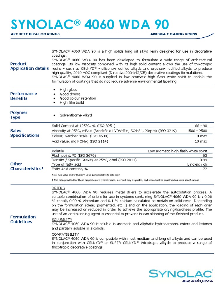 Synolac 4060 Wda 90 | PDF | Medical Device | Chemistry
