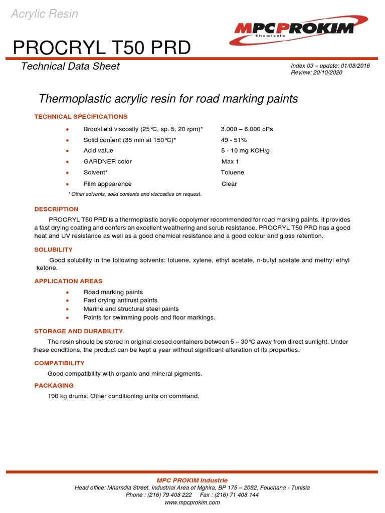 Tds - Procryl t50 PRD en | PDF