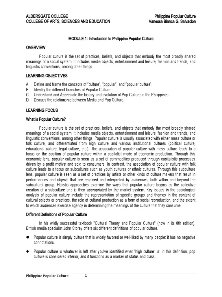 Module 1 | PDF | Popular Culture