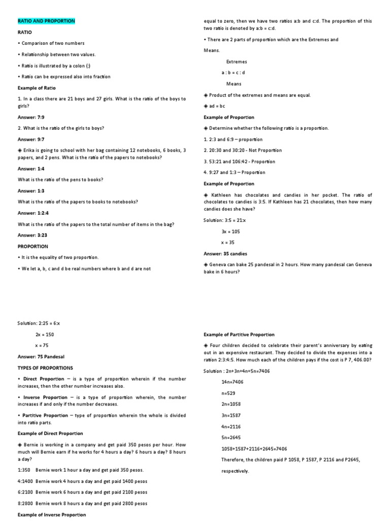 Ratio and Proportion | PDF | Ratio | Mathematics
