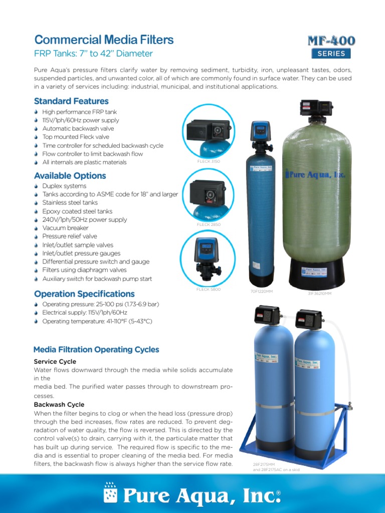 Pure Aqua, Inc.: Commercial Media Filters MF-400 | PDF | Water ...