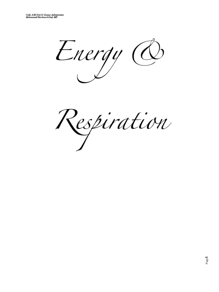 A2 Biology: Energy & Respiration Notes | PDF | Cellular Respiration ...