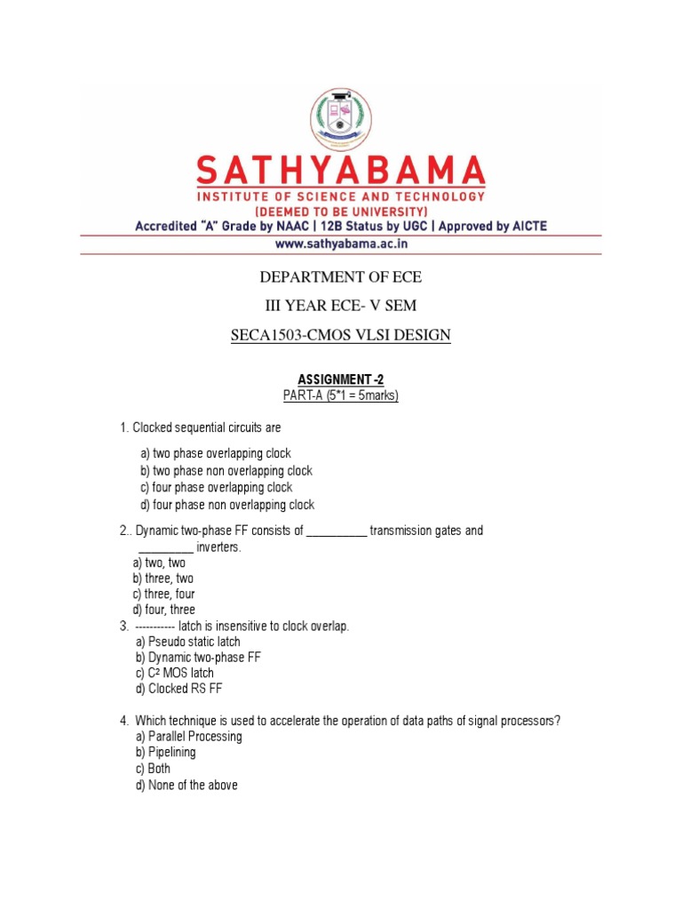 CMOS VLSI - Assignment 2 | PDF