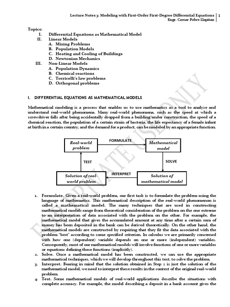 Differential Equations in Modeling | PDF | Radioactive Decay ...