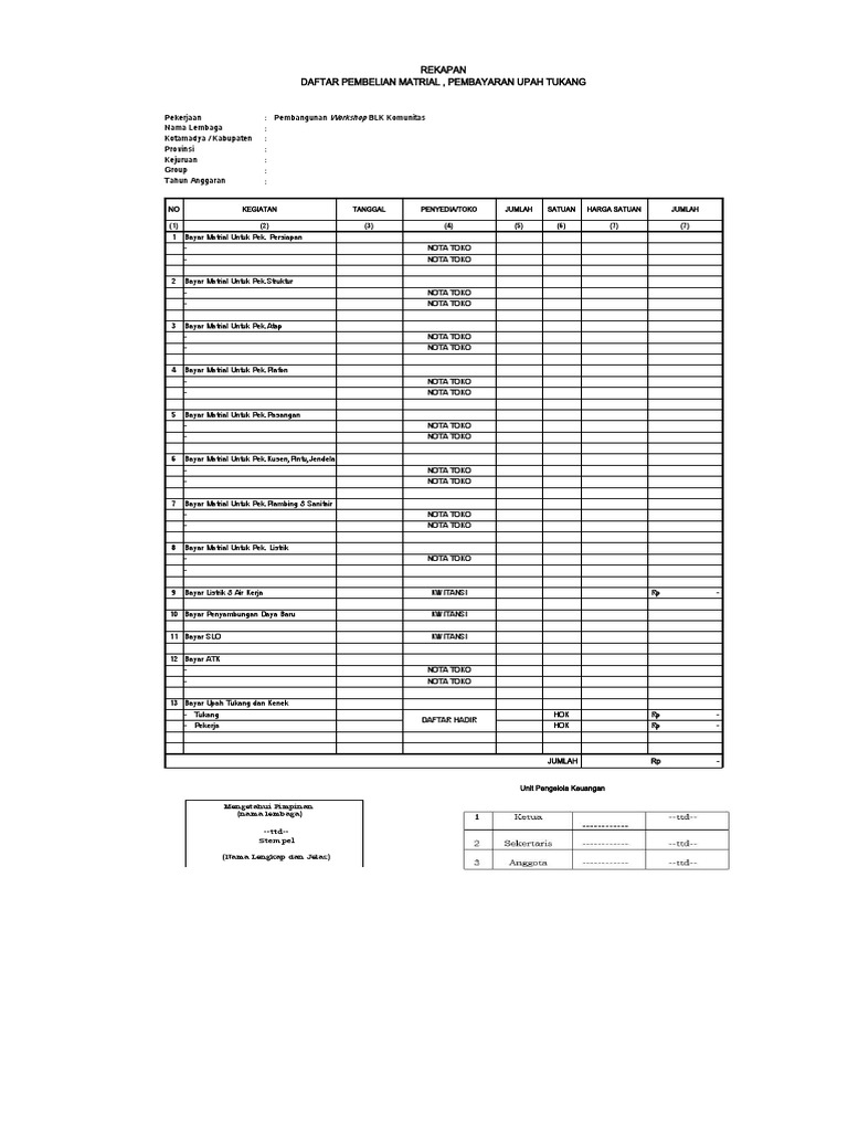 Rekapan Material & Hok | PDF