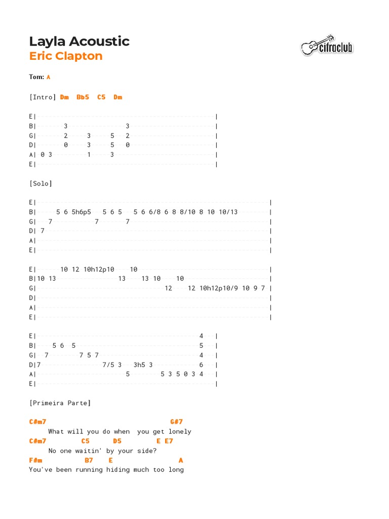 Eric Clapton - Layla Acoustic | PDF | British Rock Songs | Rock Music