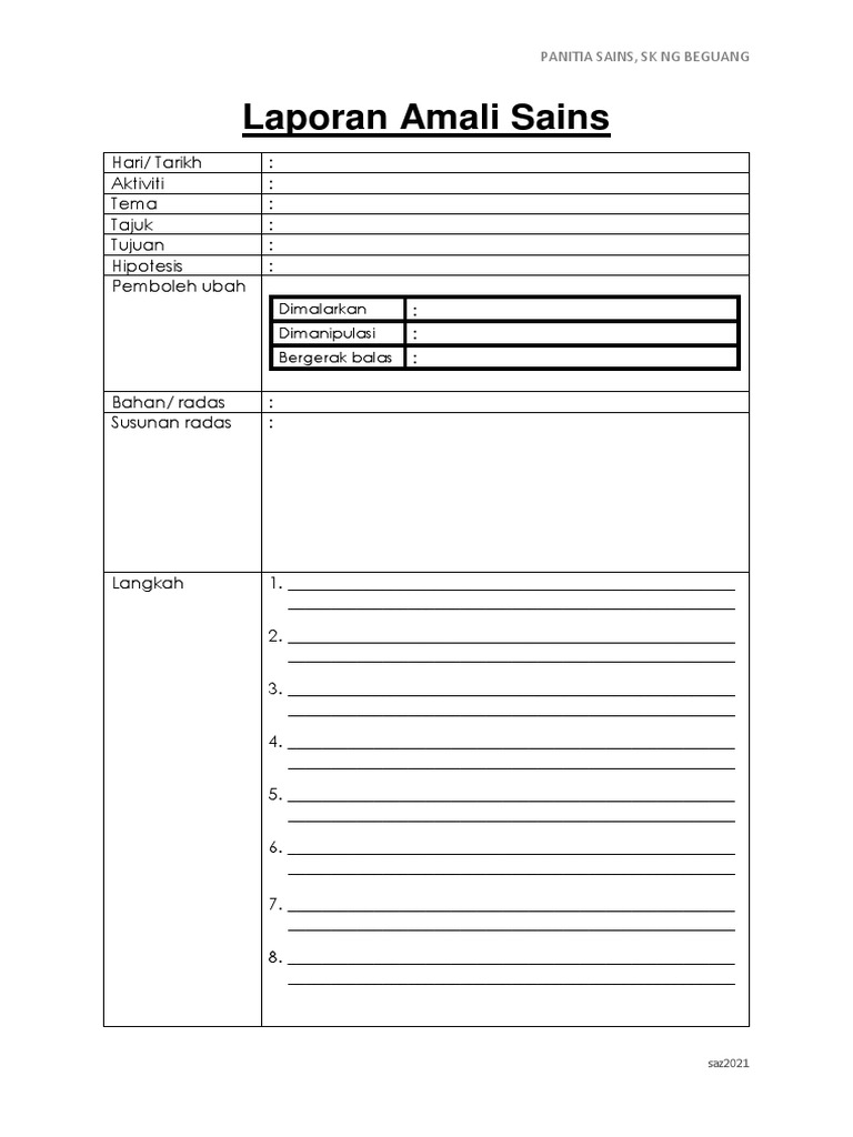 Template Laporan Amali Sains Pdf