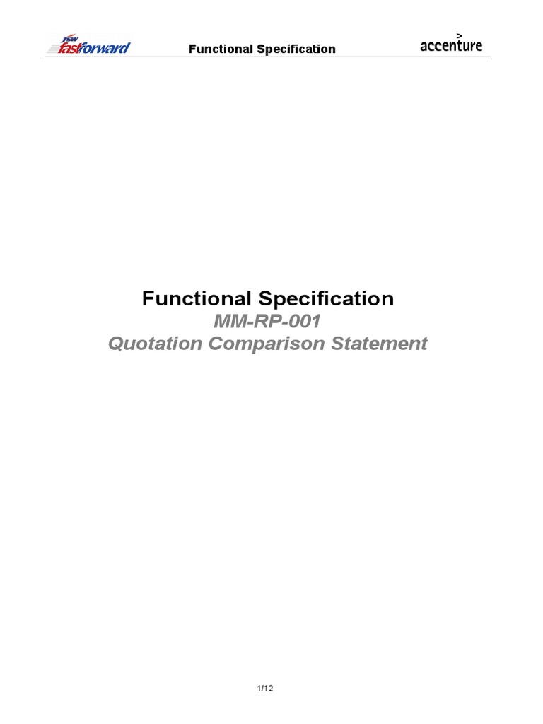 FS - MM-RP-001 - Quotation Comparison Statement - v0.3 | PDF ...