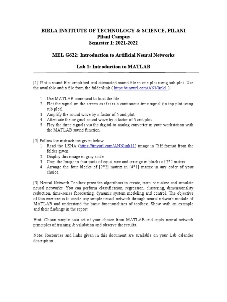 Introduction to MATLAB: Plotting and Manipulating Audio Signals, Image Processing, and Creating ...