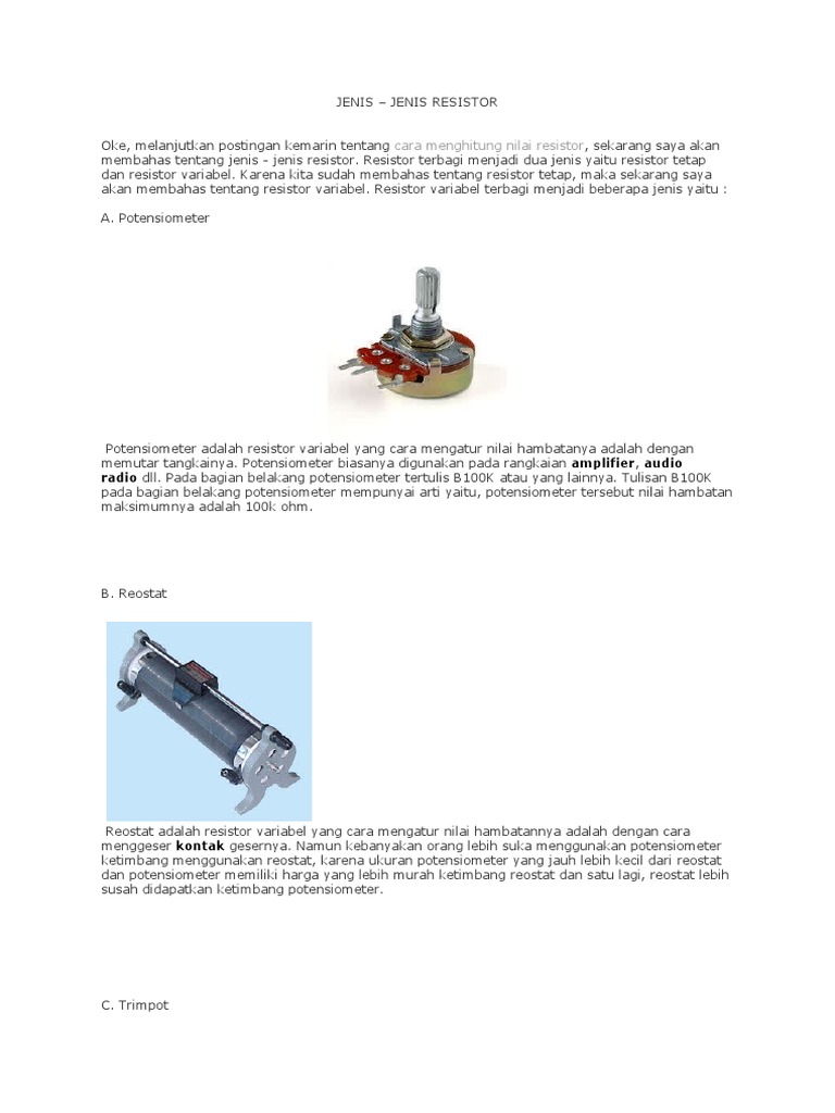 Jenis-Jenis Resistor Variabel | PDF | Sains & Matematika