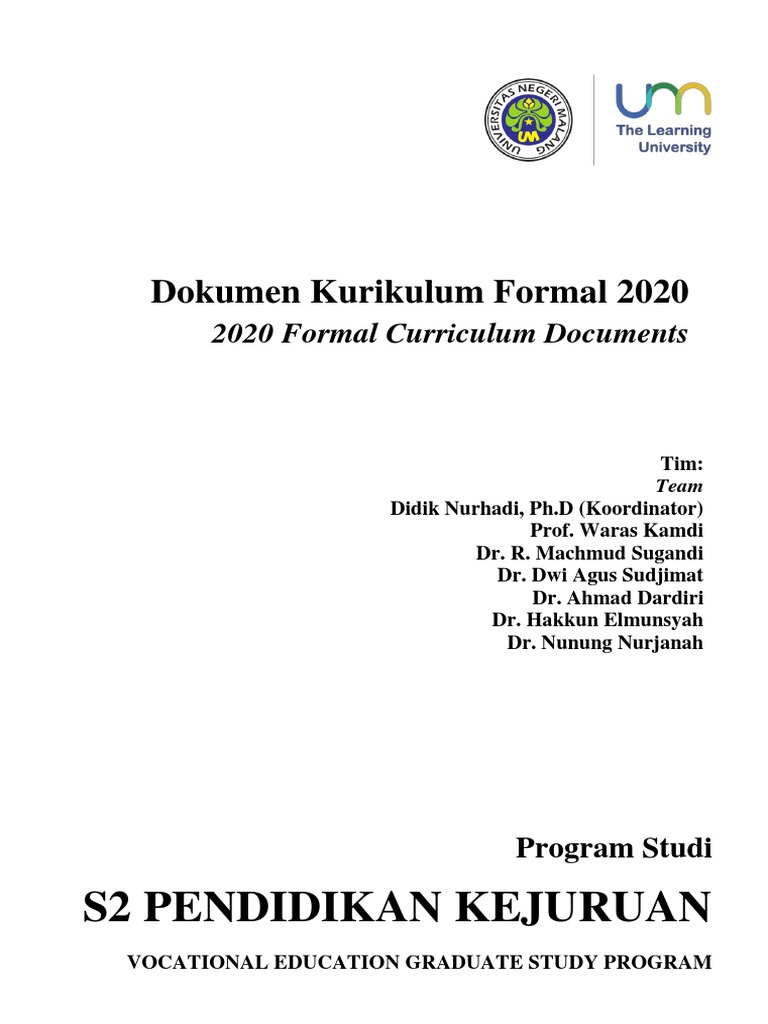 Kurikulum Formal S2 PENDIDIKAN KEJURUAN 2020 | PDF