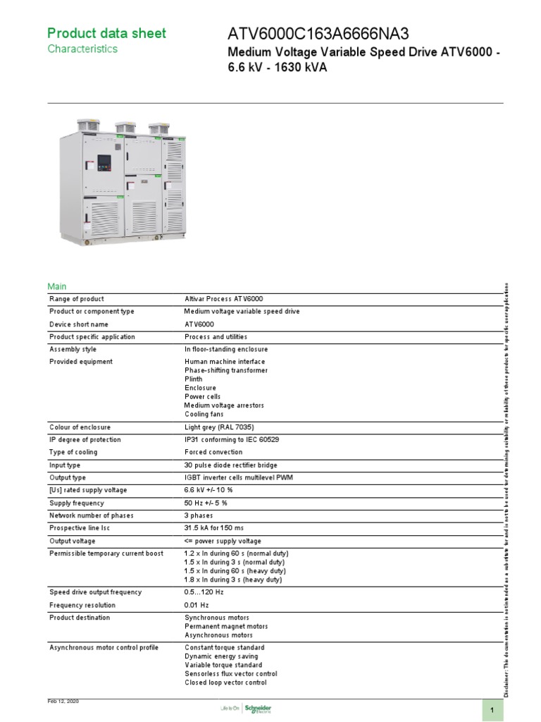 Altivar Process ATV6000 Data Sheet | PDF | Electric Motor | Relay