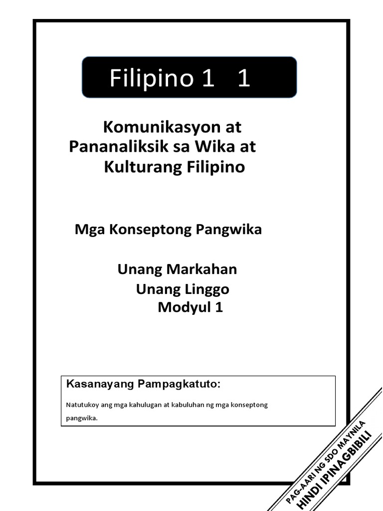 FILIPINO-11 Q1 Mod1-EDITED | PDF