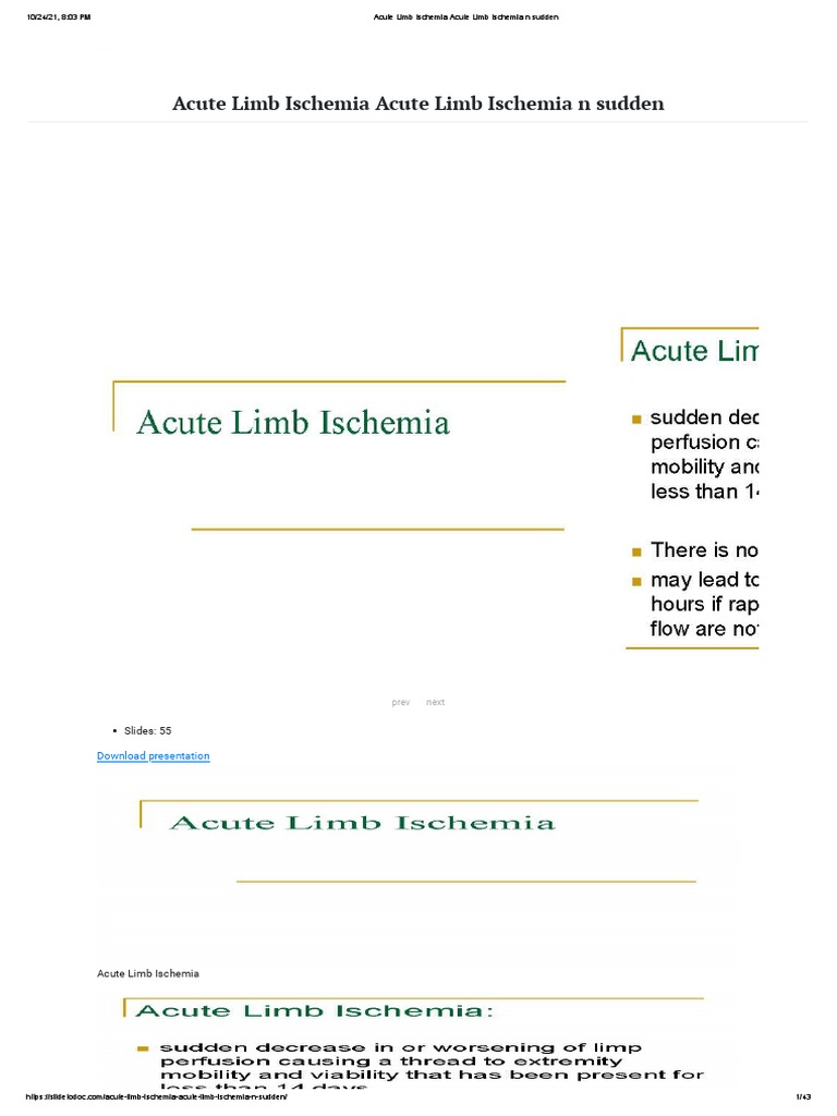 Acute Limb Ischemia Acute Limb Ischemia N Sudden Download Free Pdf