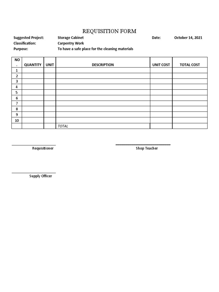 REQUISITION FORM (Blank) | PDF