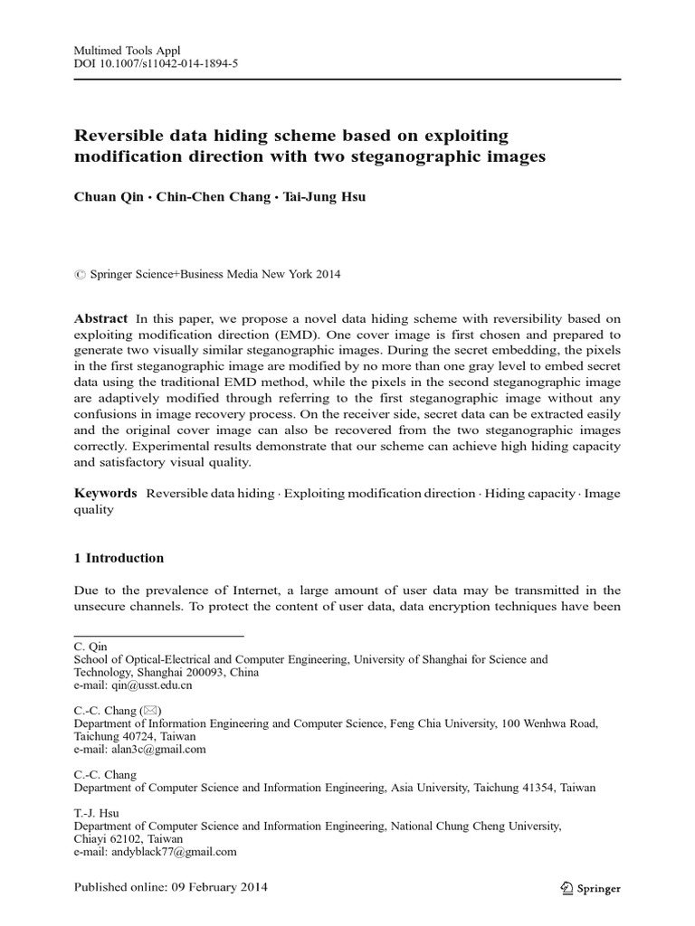 Reversible Data Hiding Scheme Based On Exploiting Modification Direction With Two Steganographic