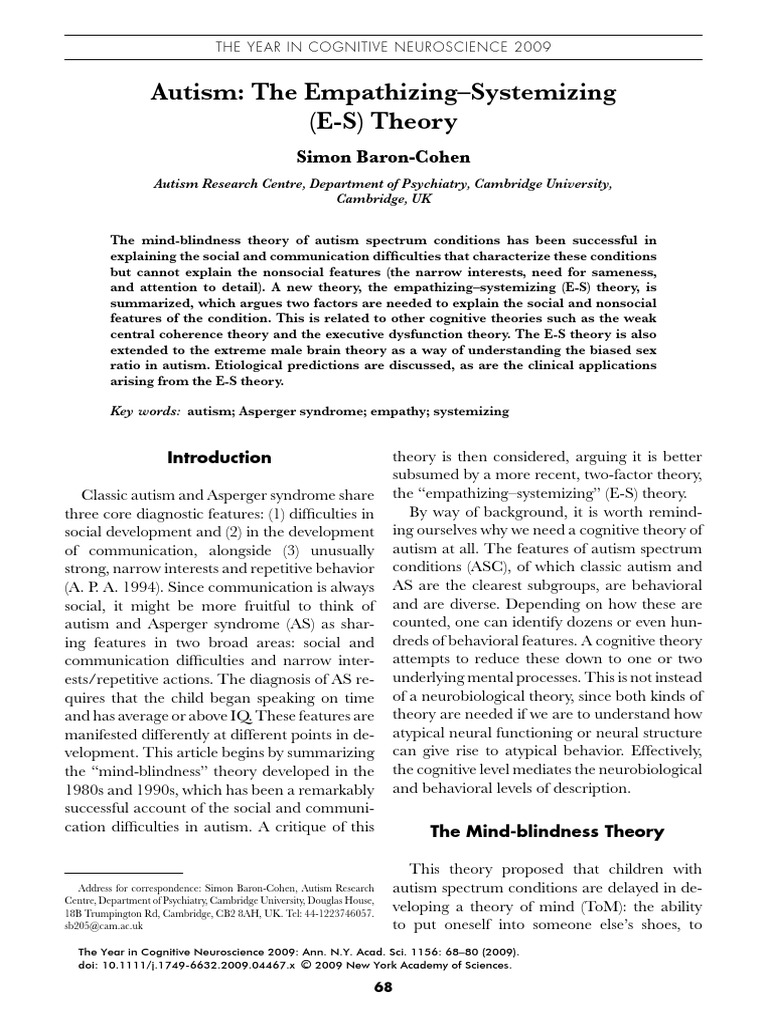 Empathizing-Systemizing Theory of Autism | PDF | Empathy | Autism