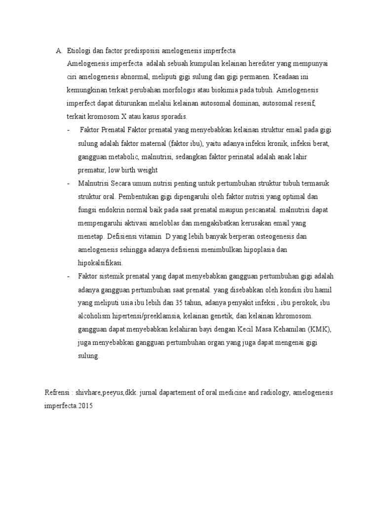 Etio Dan Predisposisi Amelogenesis | PDF