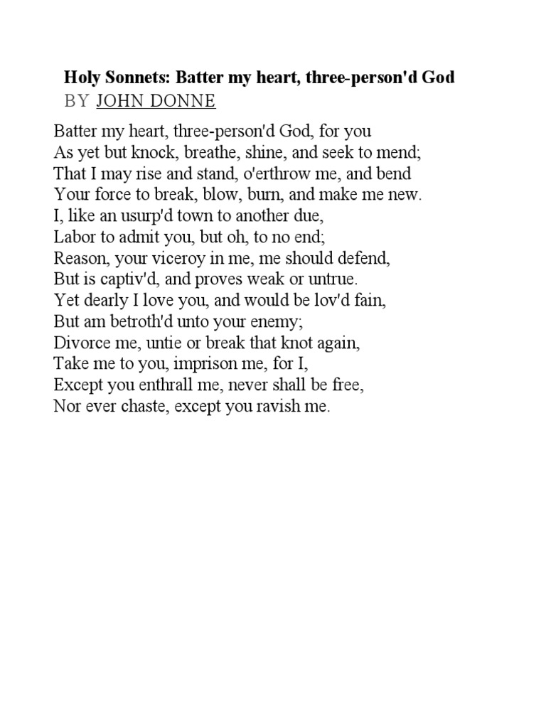 Holy Sonnets Batter My Heart Donne | PDF