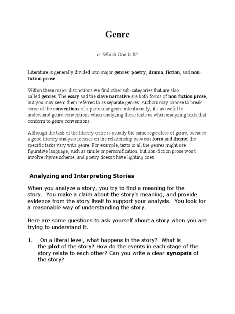 Analyzing Stories | PDF | Narration | Genre